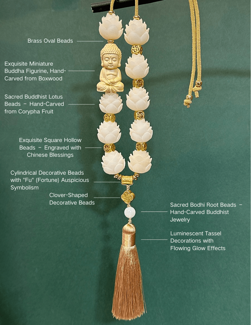 Buddha-Lotus Bodhi Bead Car Pendant for Blessings – FORTUNEWARD